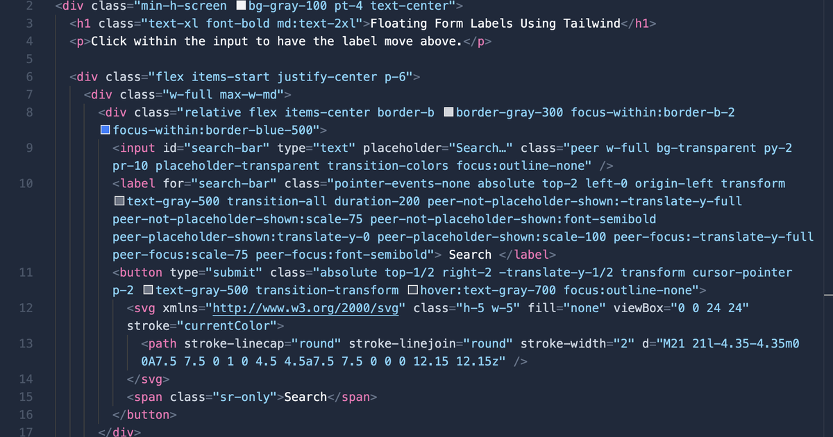 Floating Form Labels In Tailwind - Steven Steinwand